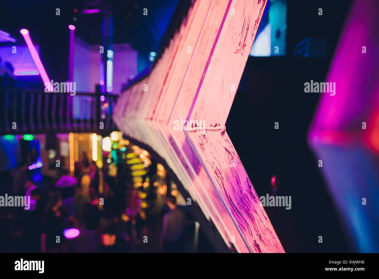 night club, focus on the balcony, the atmosphere of a night institution ...