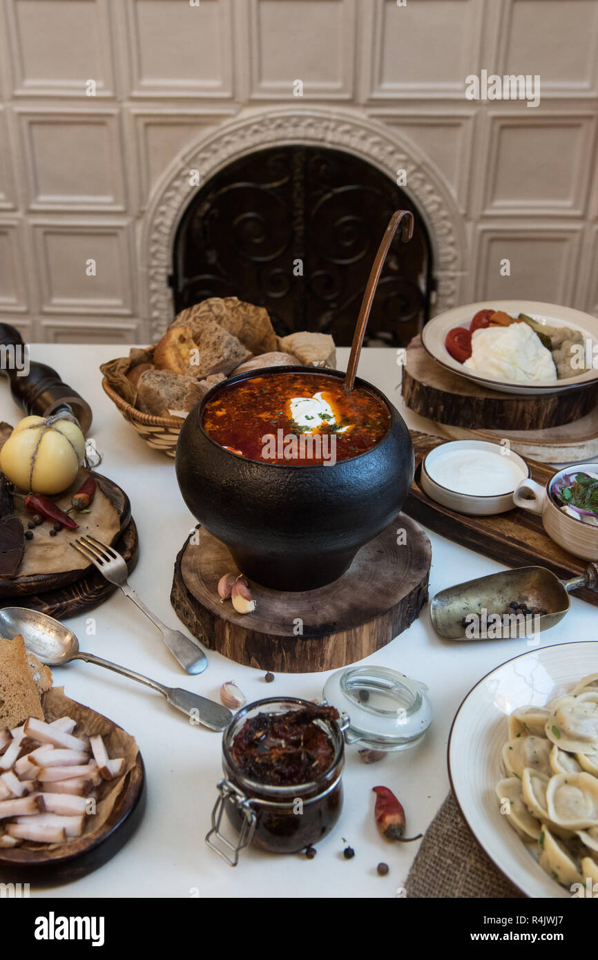 Russian food table Stock Photo - Alamy