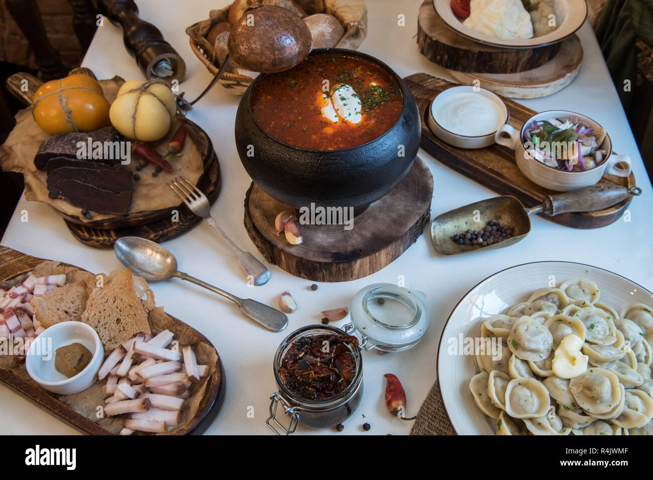 Russian food table Stock Photo - Alamy
