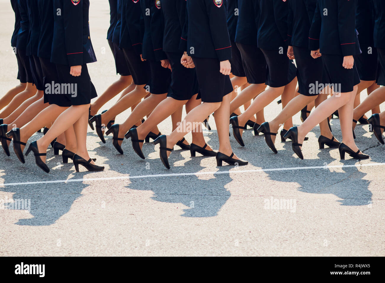 the police are marching. legs. shoes in line Stock Photo - Alamy