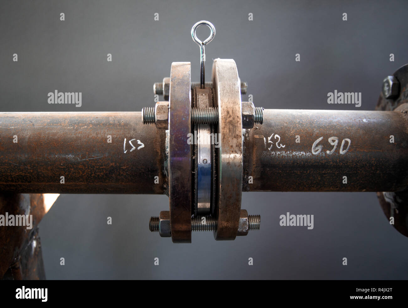 Flanged connection on pipe Stock Photo - Alamy