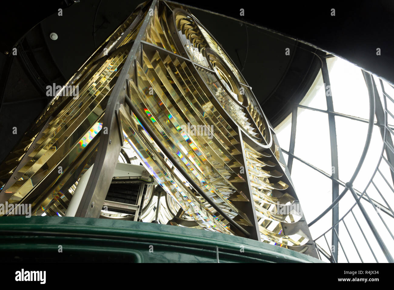 Shaped prisms which concentrate the light house lamp light into super ...