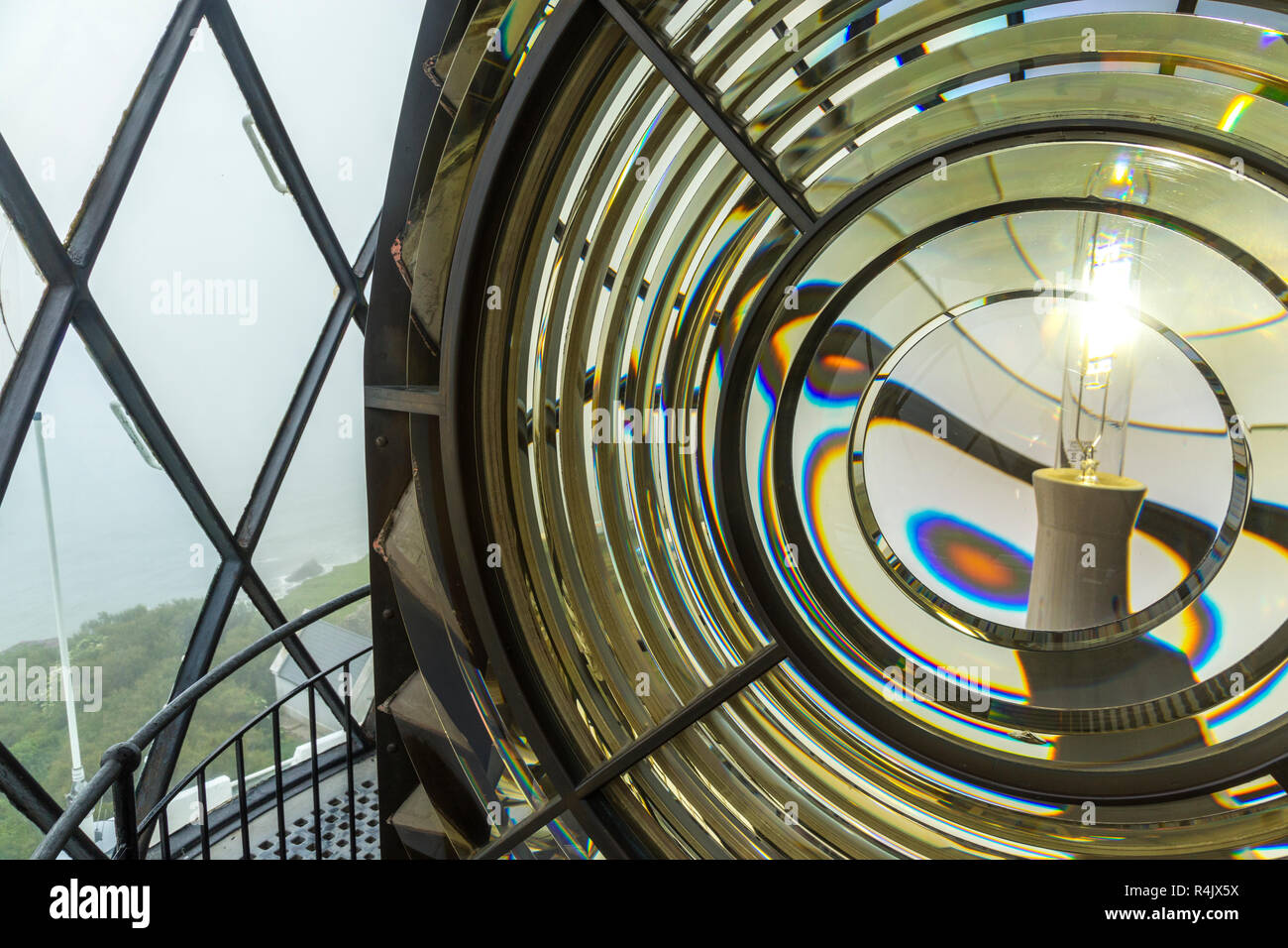 Shaped prisms which concentrate the light house lamp light into super ...