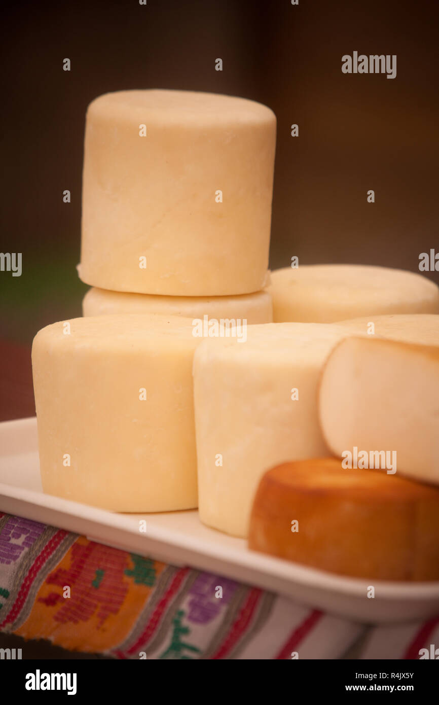 Pile of home made round cheese Stock Photo - Alamy
