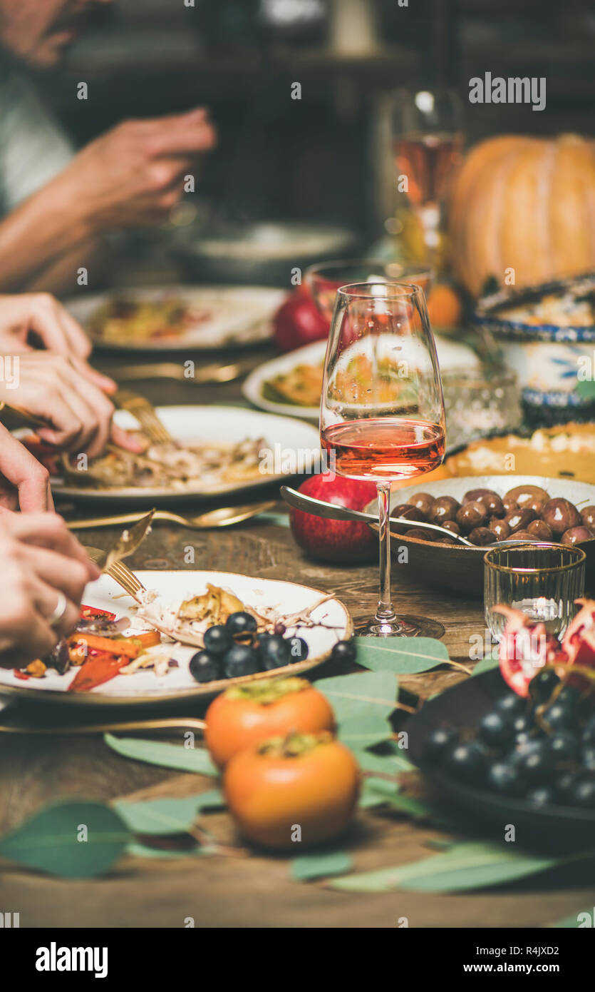 Traditional Christmas, New Year holiday celebration. Friends or family ...
