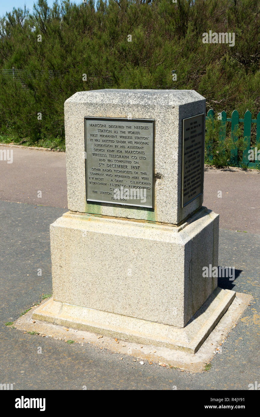 The Marconi Monument at The Needles Landmark Attraction park on the ...