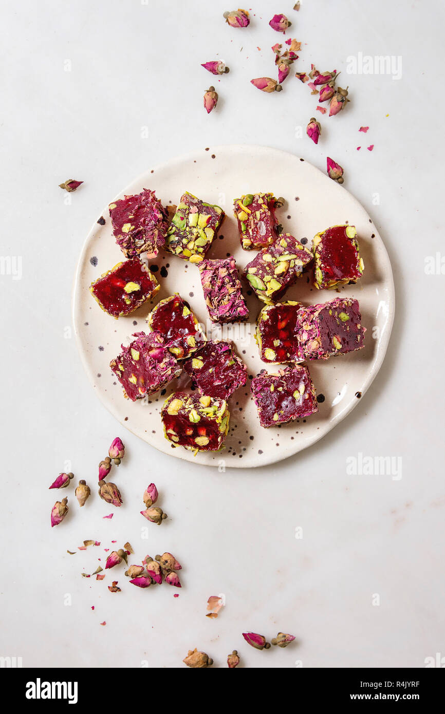 Variety of traditional turkish dessert Turkish Delight different taste ...