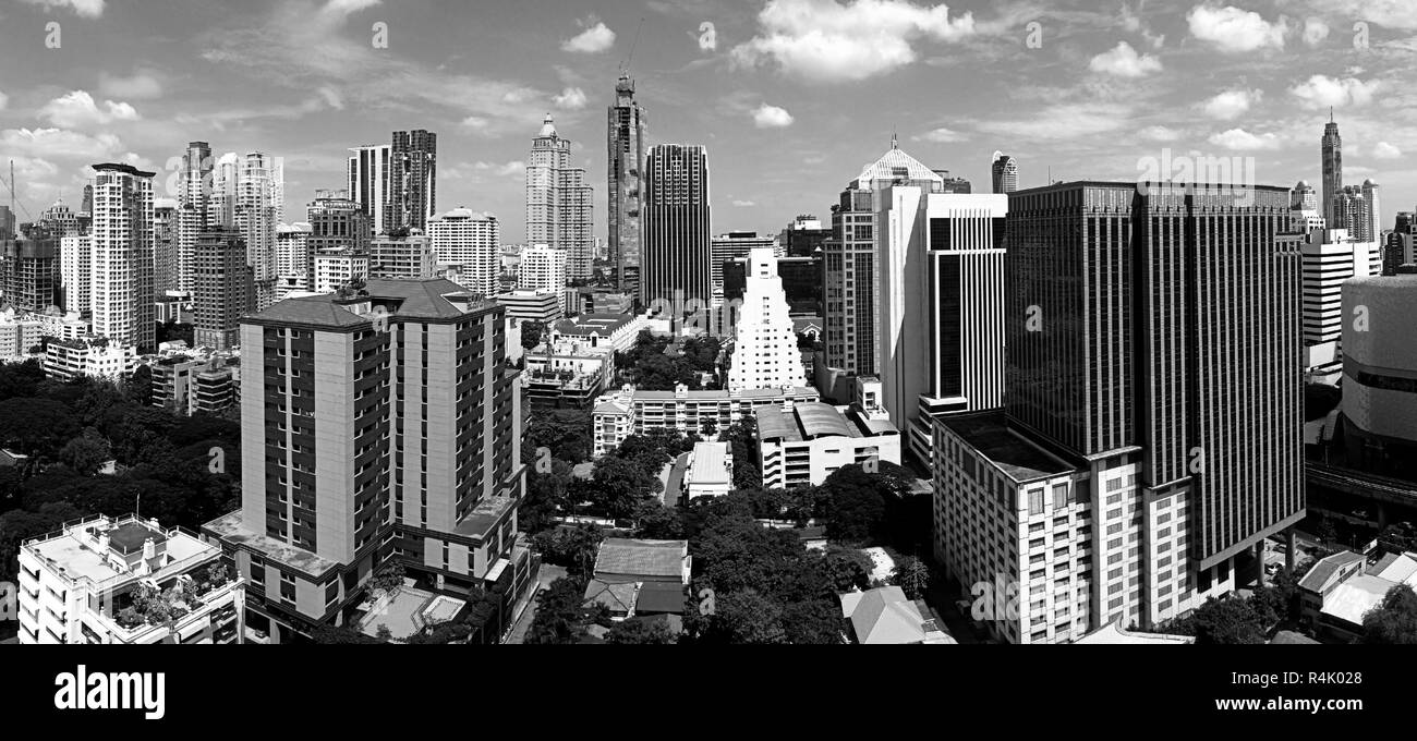 cityscape Bangkok modern building downtown black white Stock Photo - Alamy