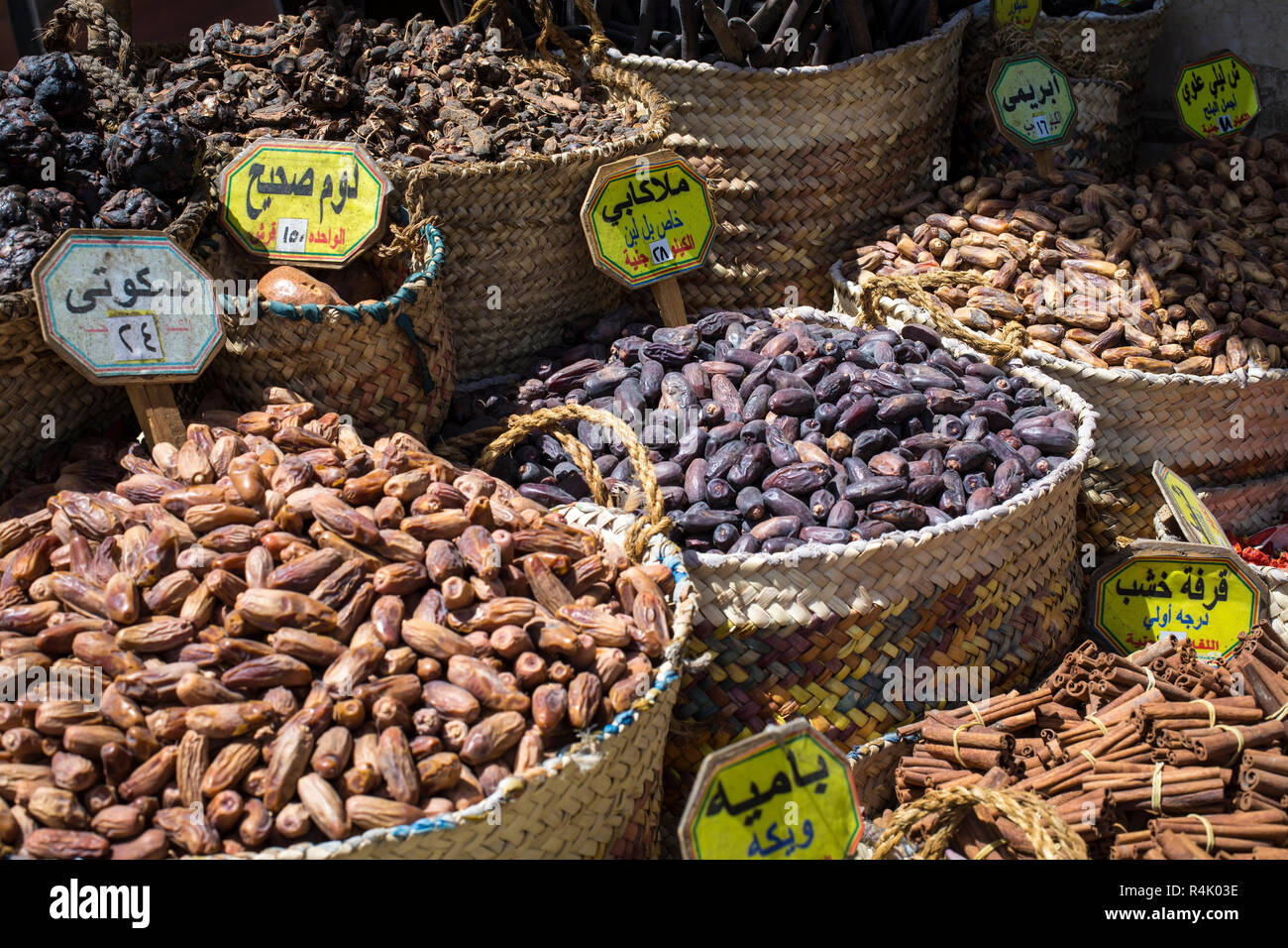 Traditional spices bazaar with herbs and spices in Aswan, Egypt Stock ...