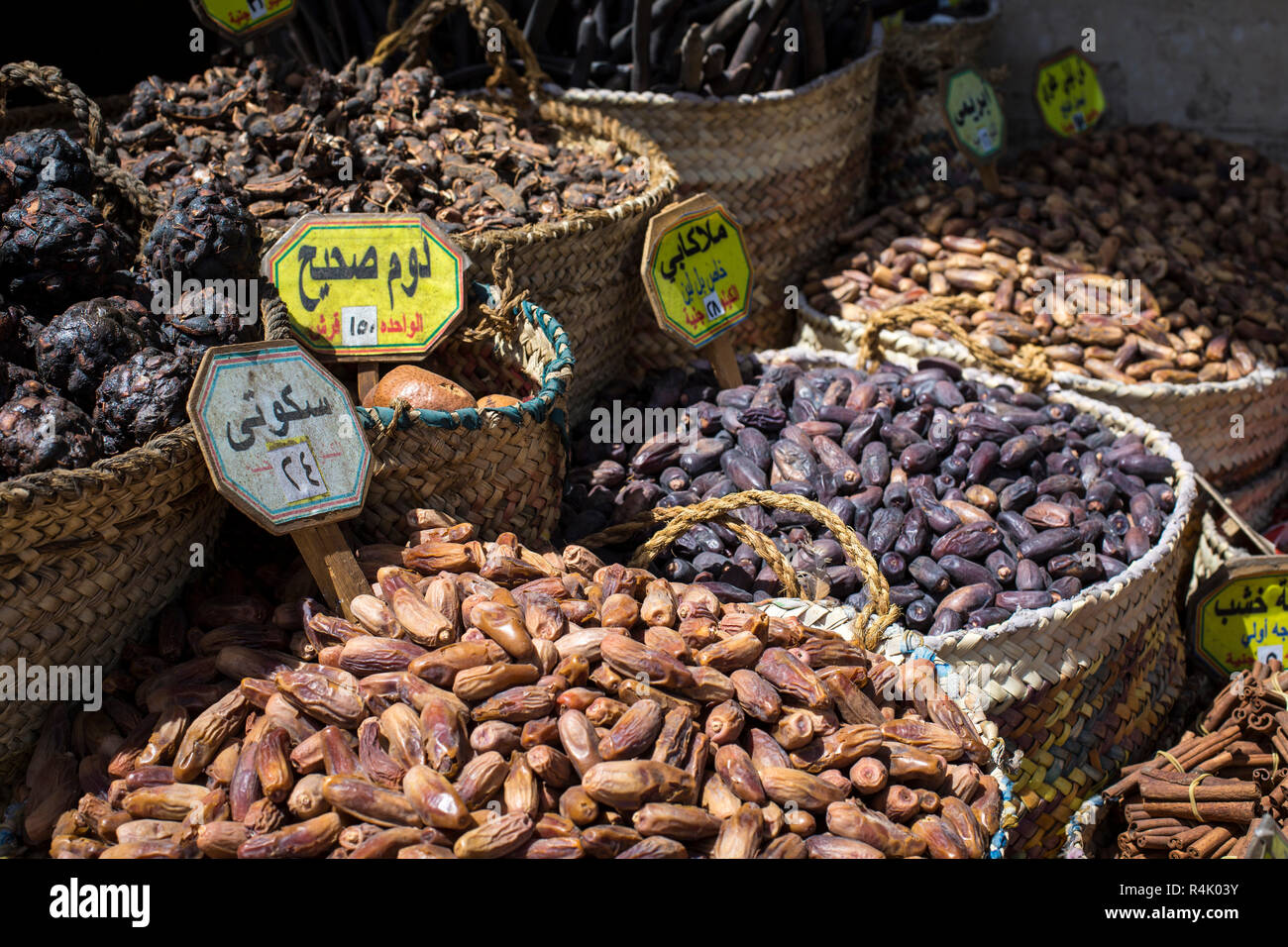 Traditional spices bazaar with herbs and spices in Aswan, Egypt Stock ...
