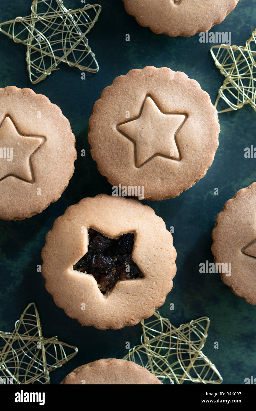 Traditional fruit mince pies with a star shape on the top Stock Photo ...