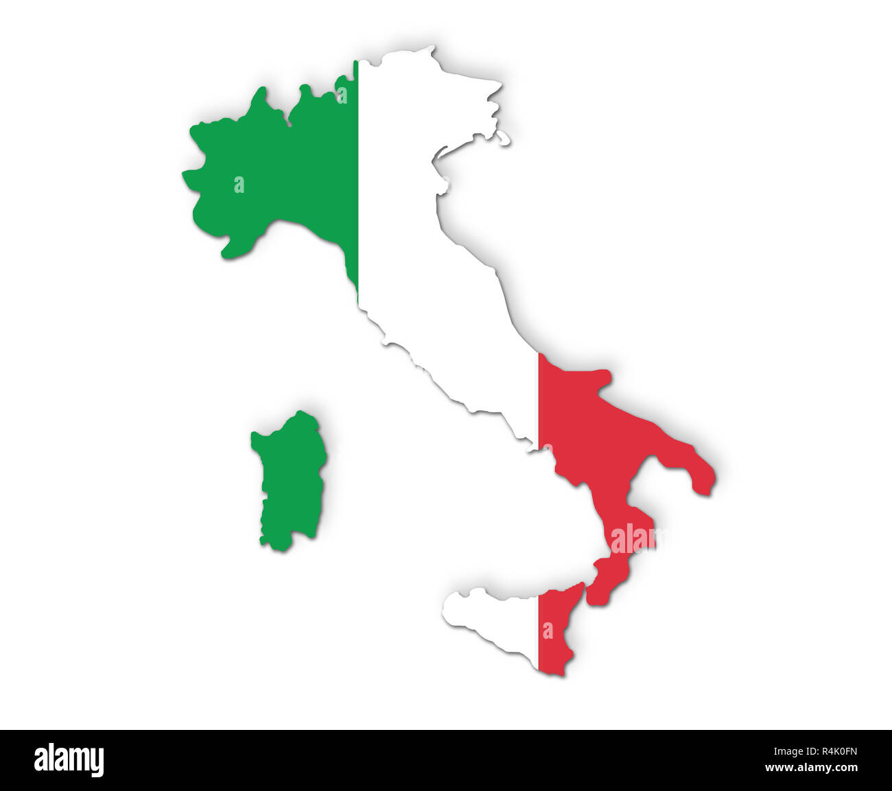 map of Italy with national flag isolated Stock Photo - Alamy