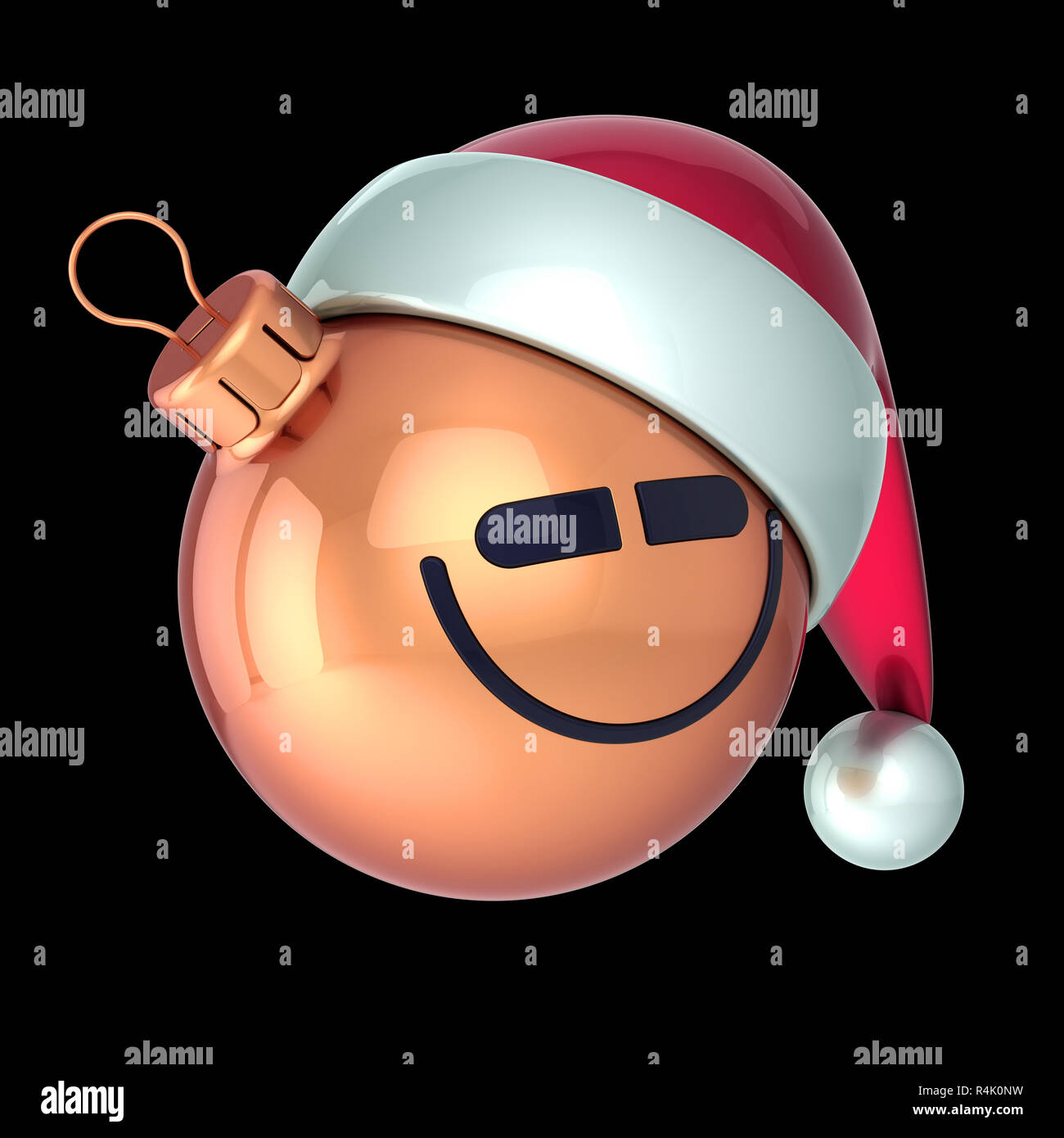 Santa Claus hat head face smiling Christmas ball emoticon decoration ...