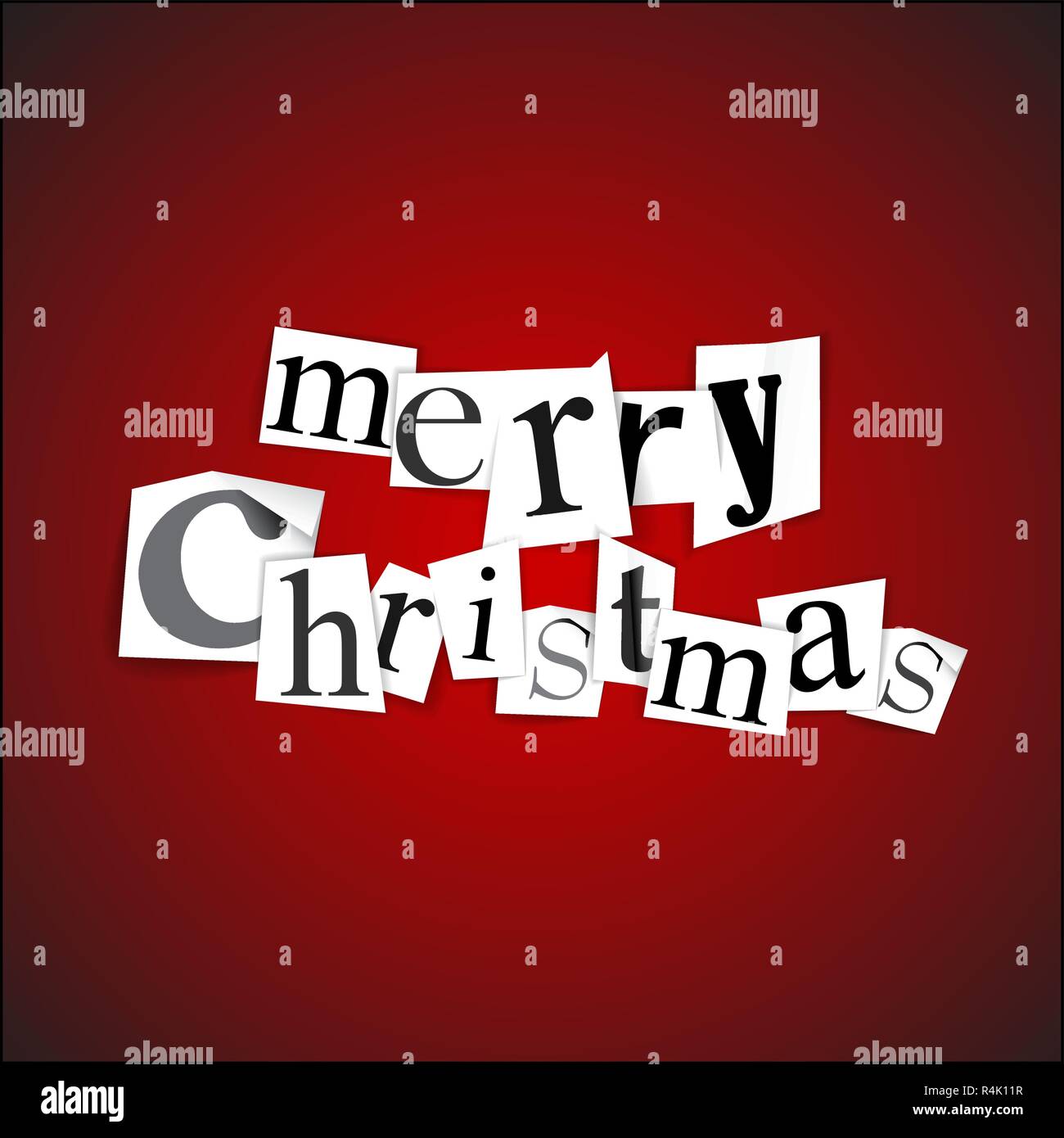 Merry Christmas - vector illustration made from anonymous newspaper ...