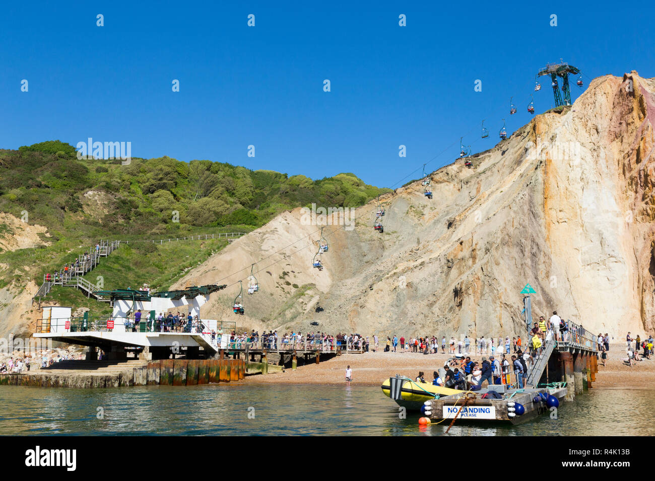 Needles Chairlift. Entrance is at the top of the cliffs above Alum Bay ...