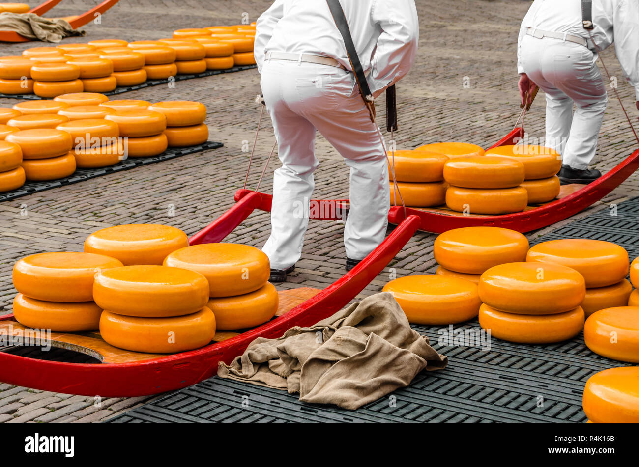 Traditional Dutch cheese market in Alkmaar, the Netherlands Stock Photo ...