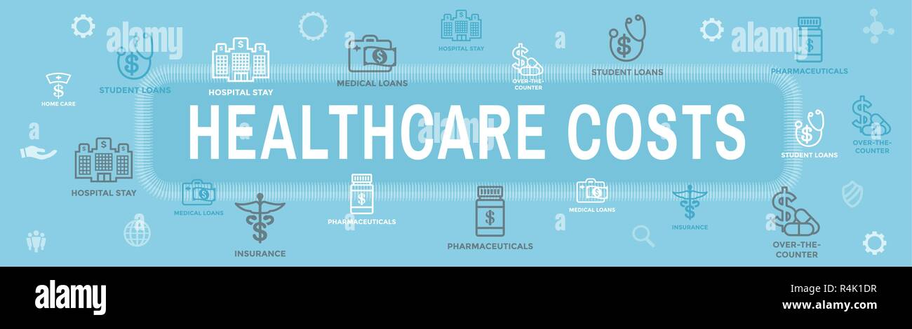 Healthcare costs Icon Set and Web Header Banner - expenses showing ...