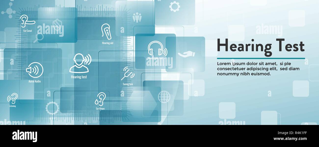 Hearing Test - Hearing Aid or loss / Sound Wave Images Set Web Header ...