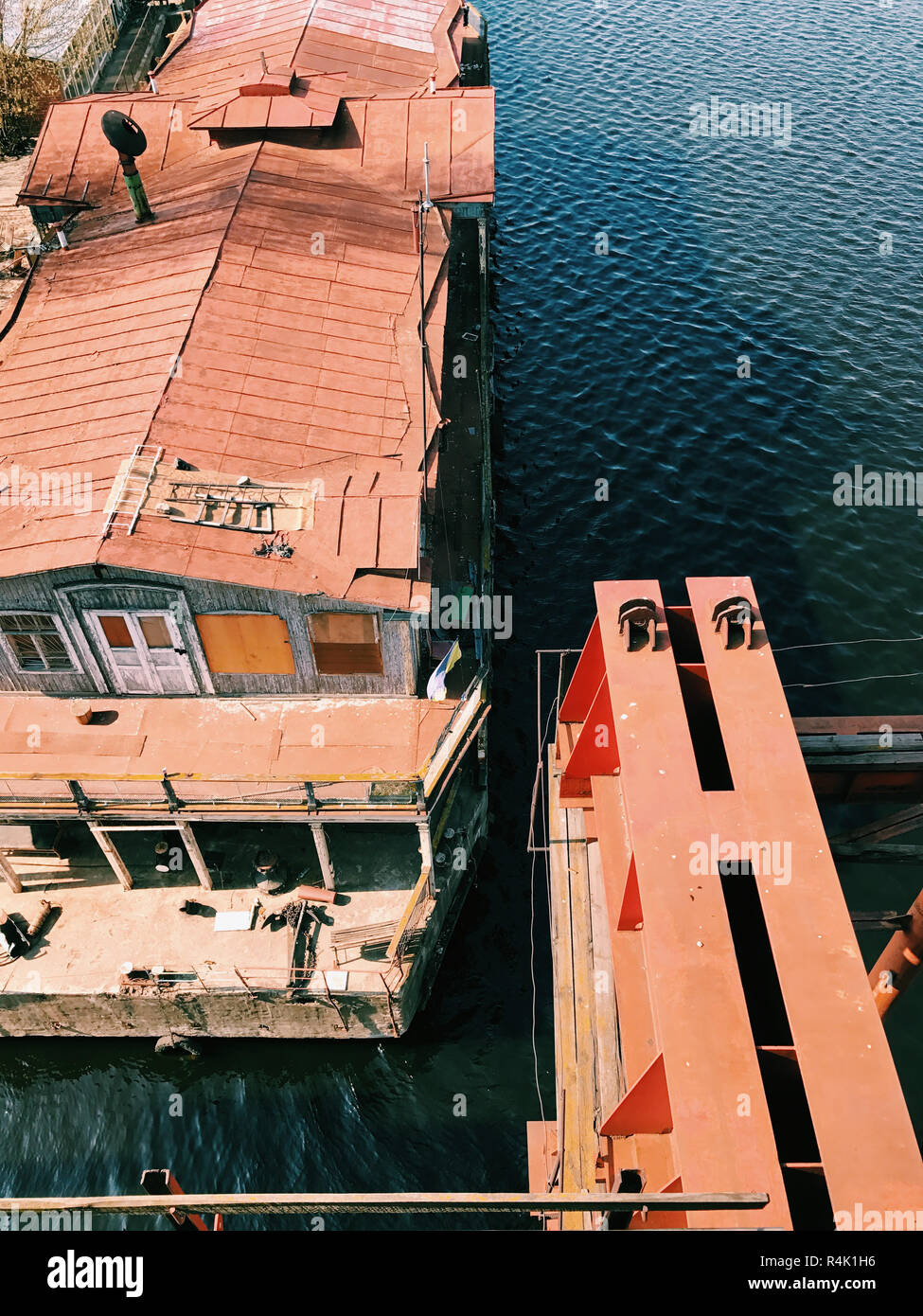 Rusty vintage abandoned ship ferry Stock Photo - Alamy