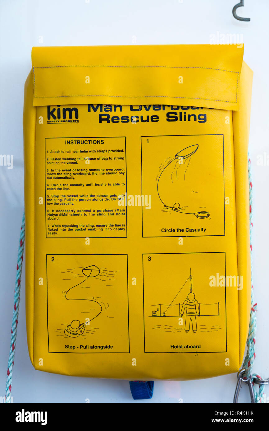 KIM Man Overboard Rescue Sling in yellow pouch storage container ...