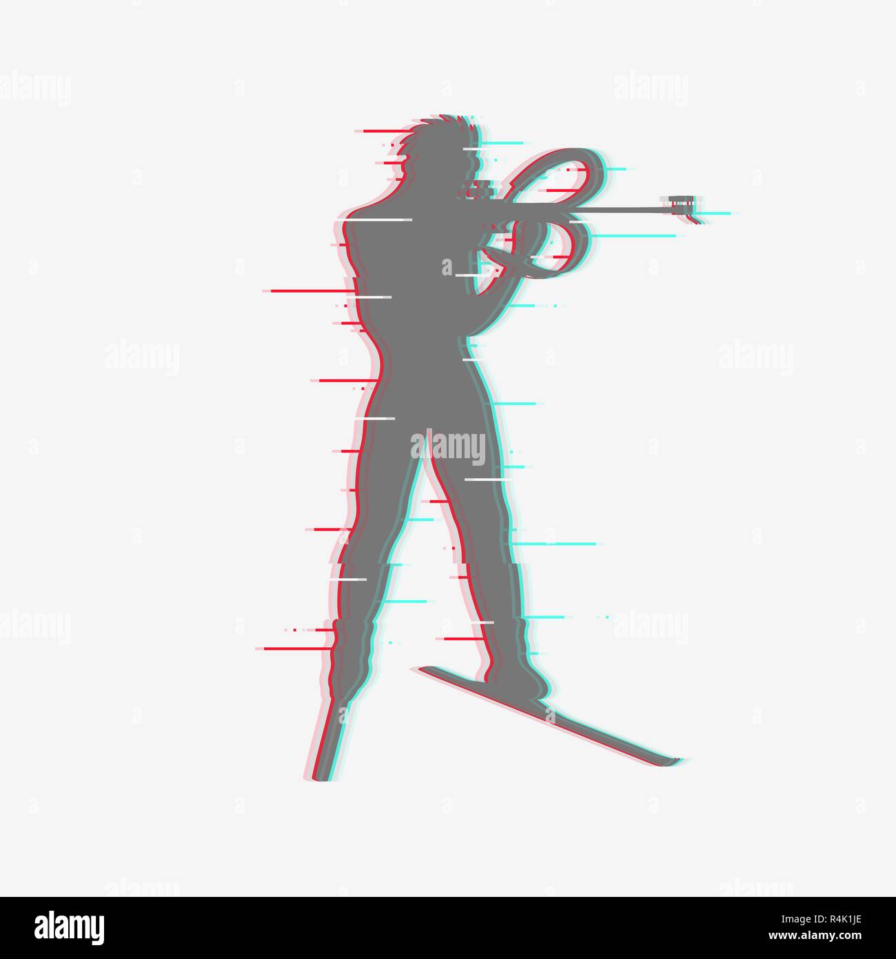 Shooting from a standing position in biathlon. Vector icon Stock Vector ...