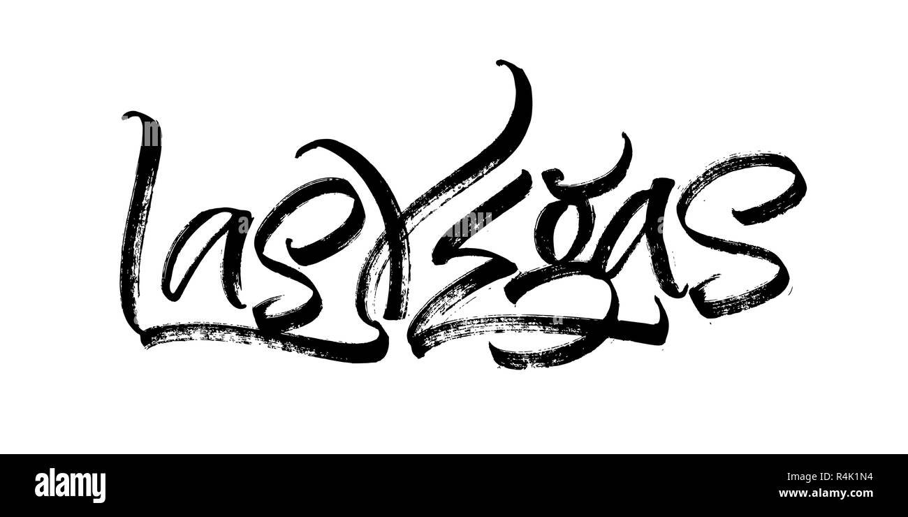 Las Vegas. Modern Calligraphy Hand Lettering for Serigraphy Print Stock ...
