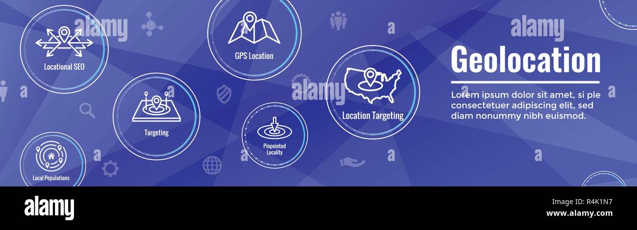 Geo Location Targeting w GPS Positioning and Geolocation Icon Set web ...