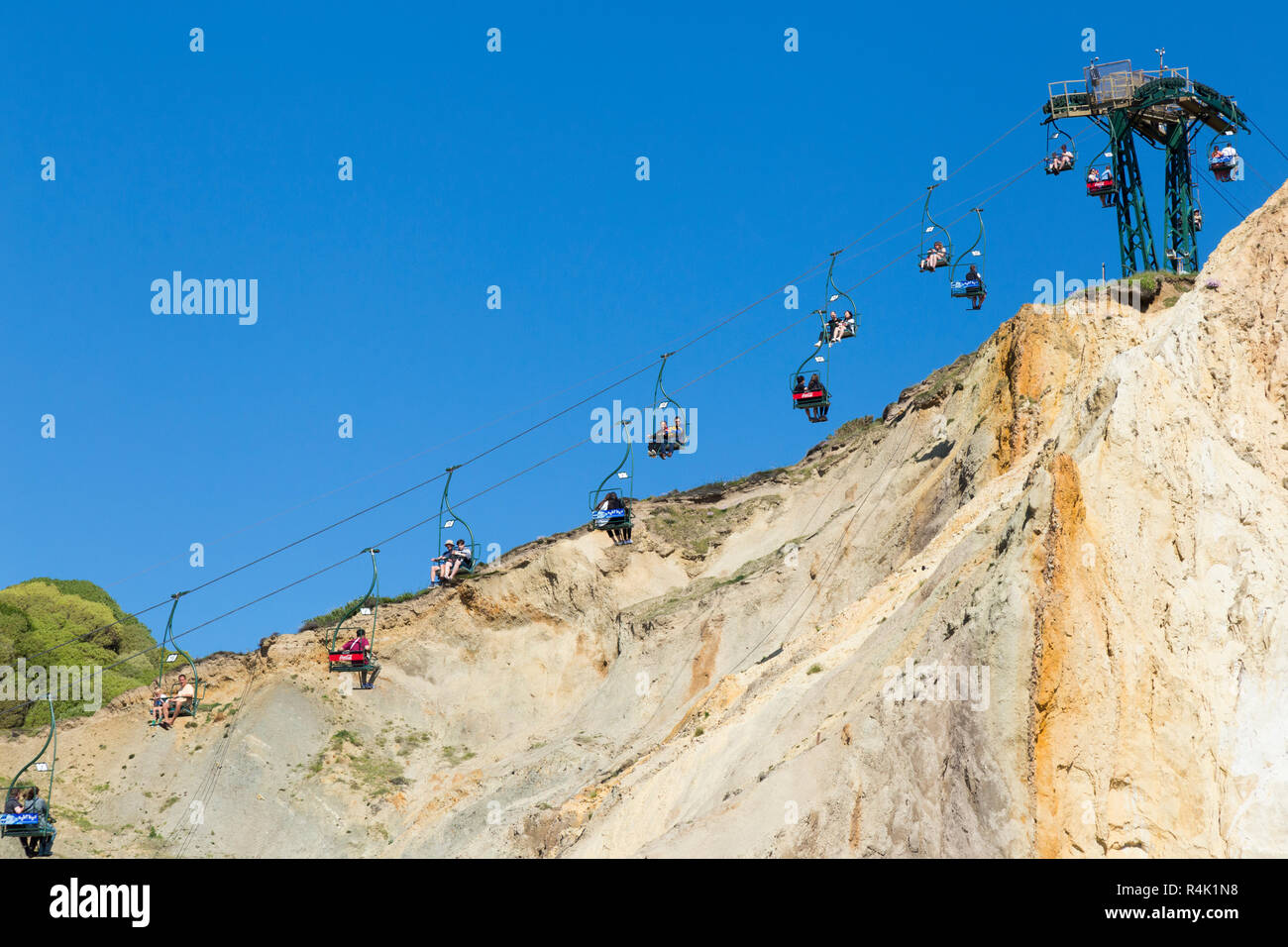 Needles Chairlift. Entrance is at the top of the cliffs above Alum Bay ...