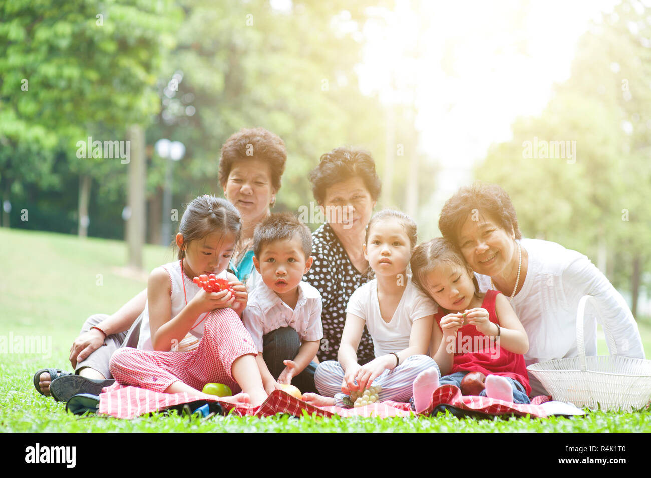 Asian multi generations family at park Stock Photo - Alamy