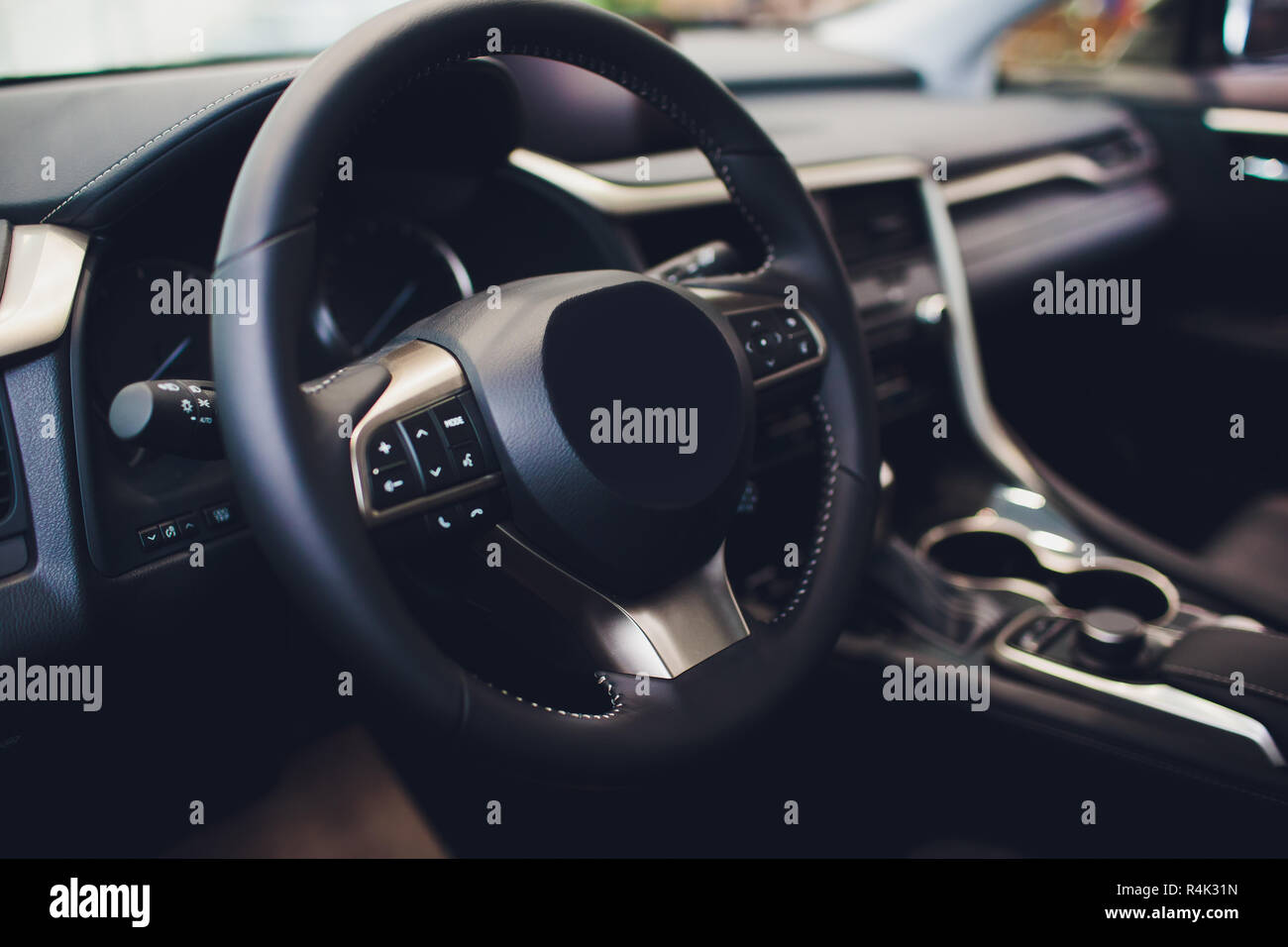 Leather upholstery inside the car modern interior Stock Photo - Alamy