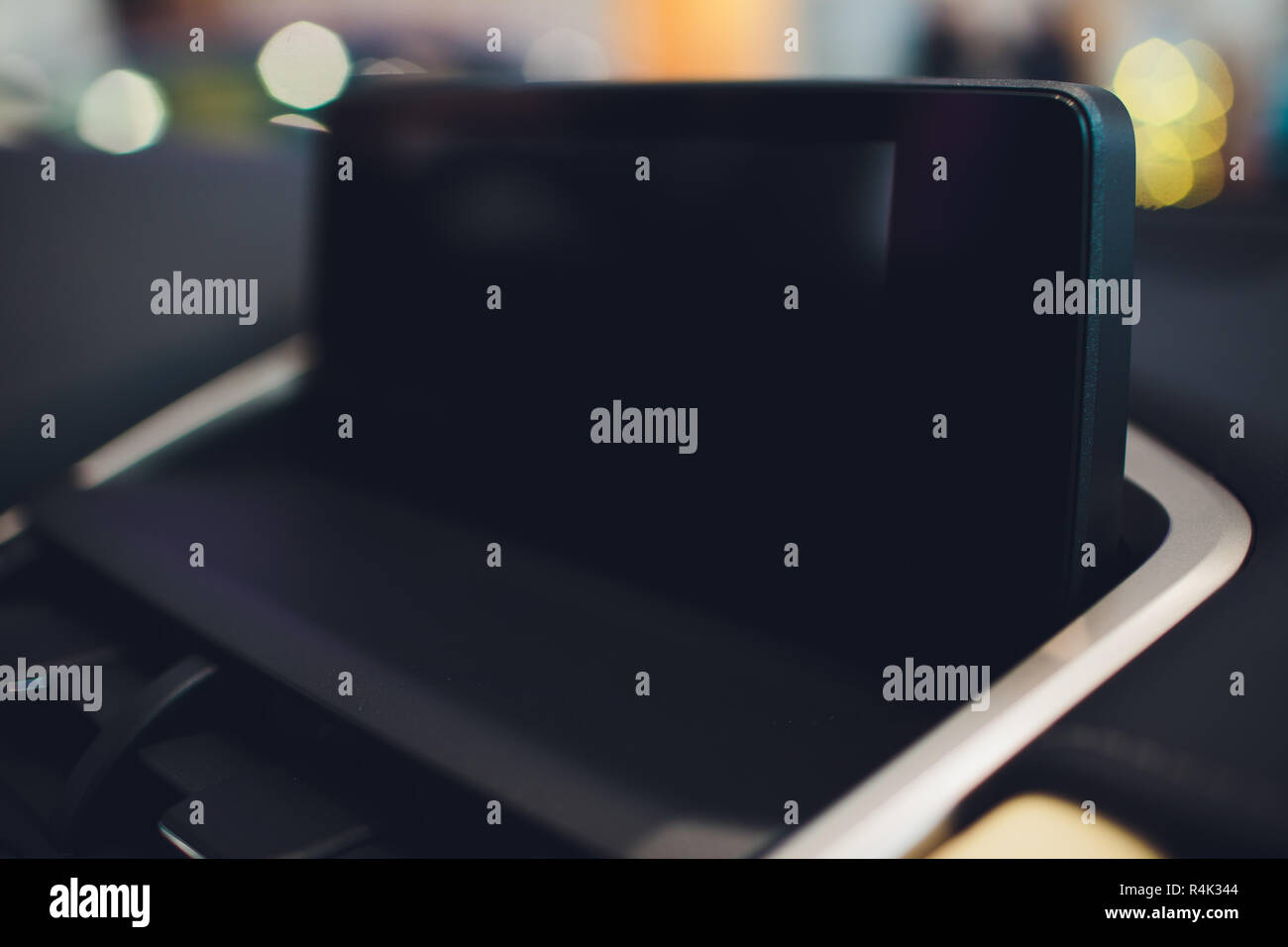 Transportation,technology and vehicle concept - man using car system ...