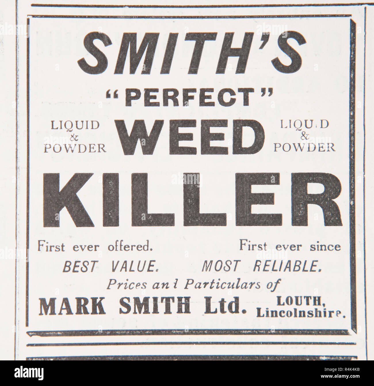 An old advert for Smith’s Perfect weed killer. From an old British ...