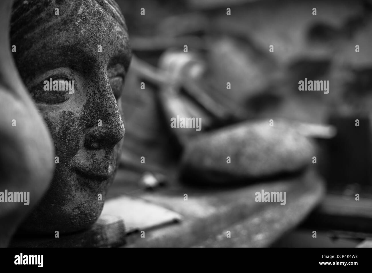 Concrete sculptures of female figures in the sculptor house Stock Photo ...