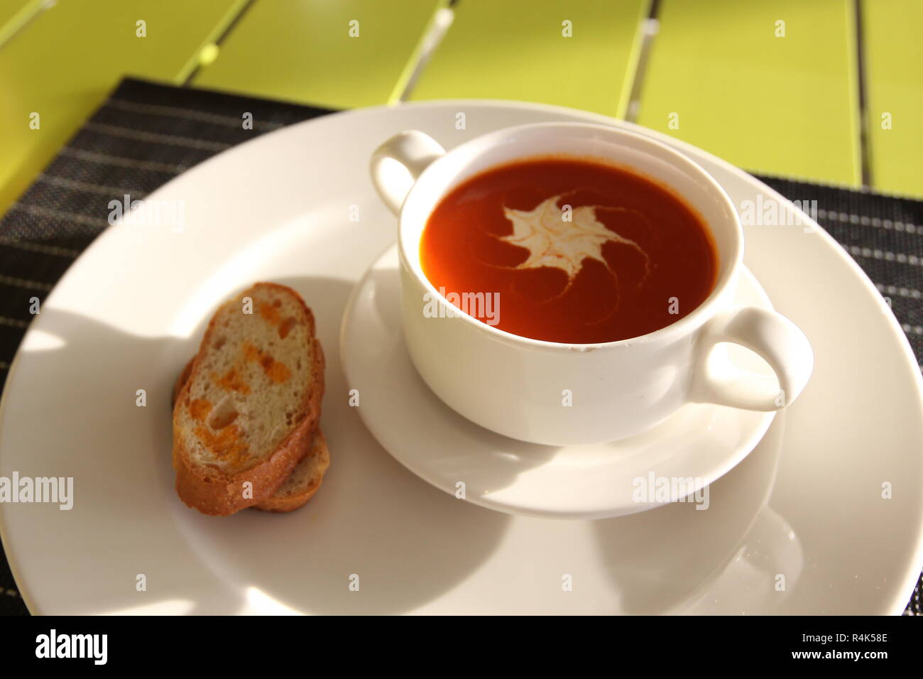 Restaurant menu. Dishes which give at restaurants. Soup in the cup ...