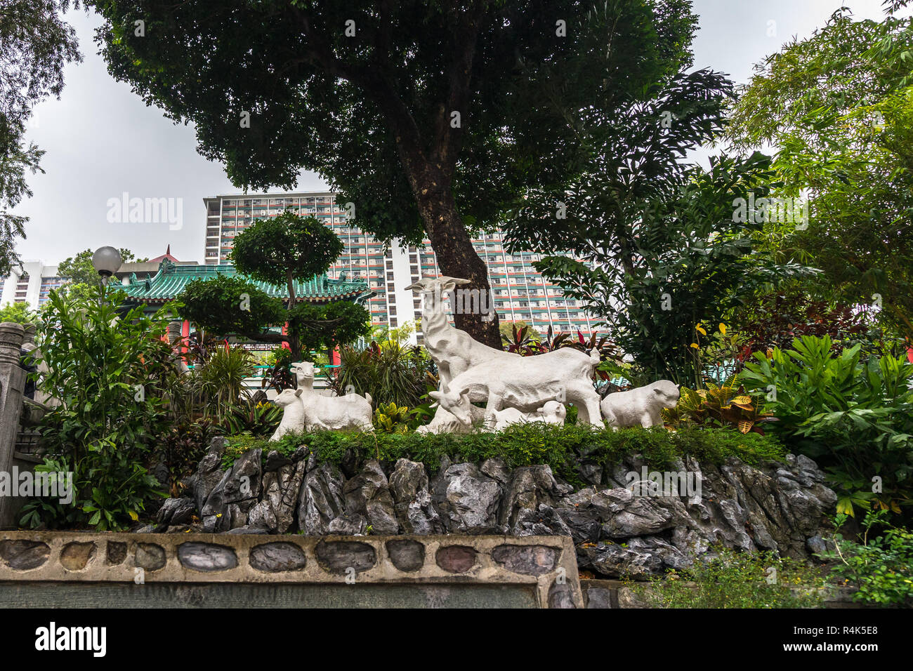 Animal statue decorating the Good Wish Garden at Wong Tai Sin Temple ...