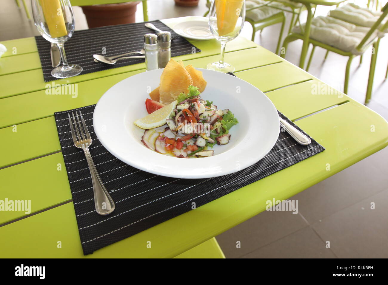 Restaurant menu. Dishes which give at restaurants. Salads, second ...