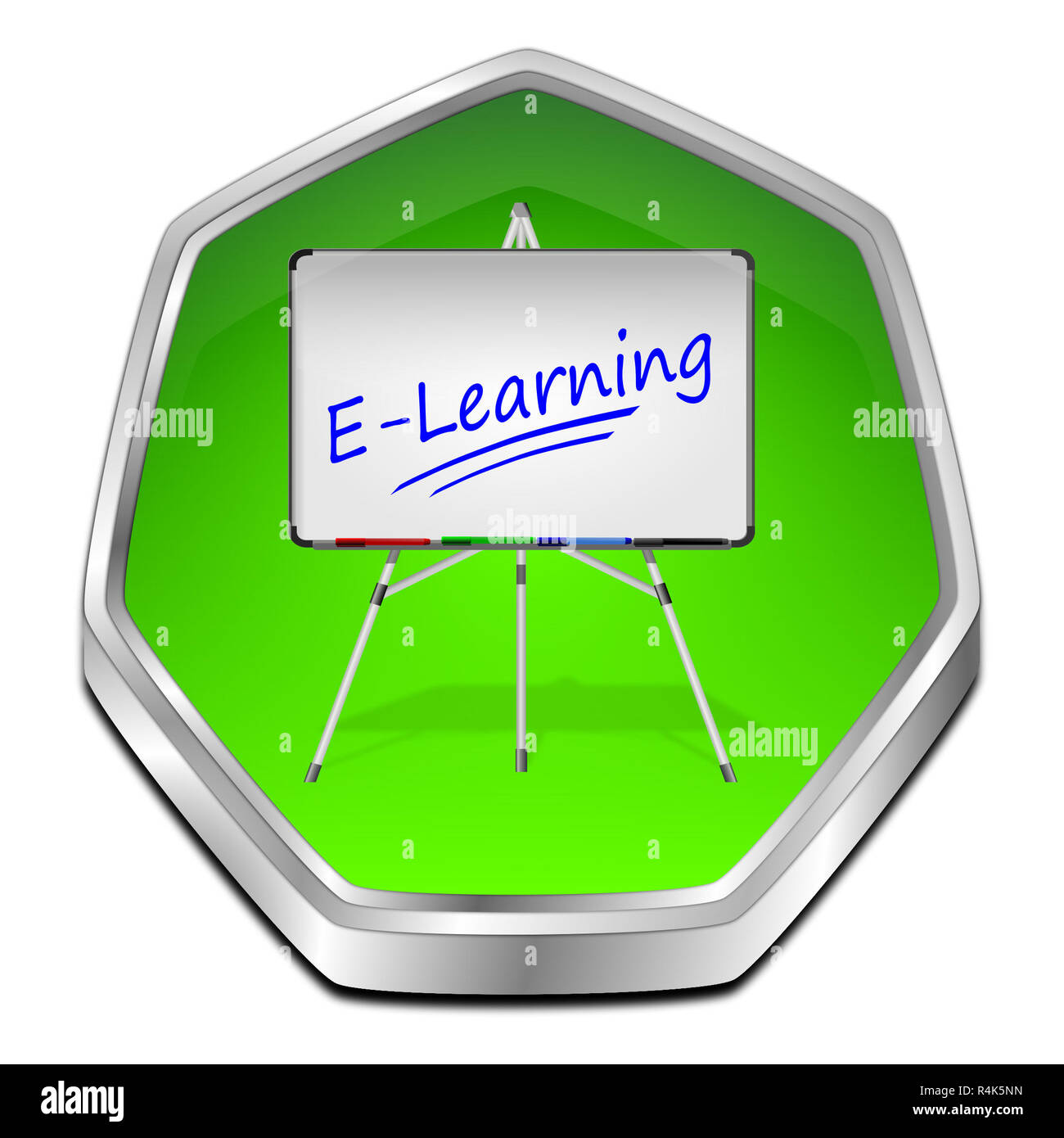 green E-Learning Button - 3D illustration Stock Photo - Alamy