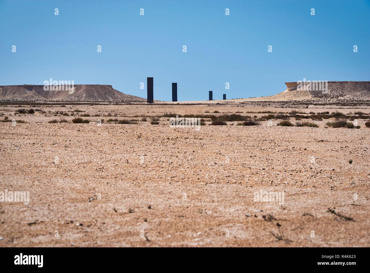 Panoramic View of the Qatari Desert and the Iconic East-West Art ...