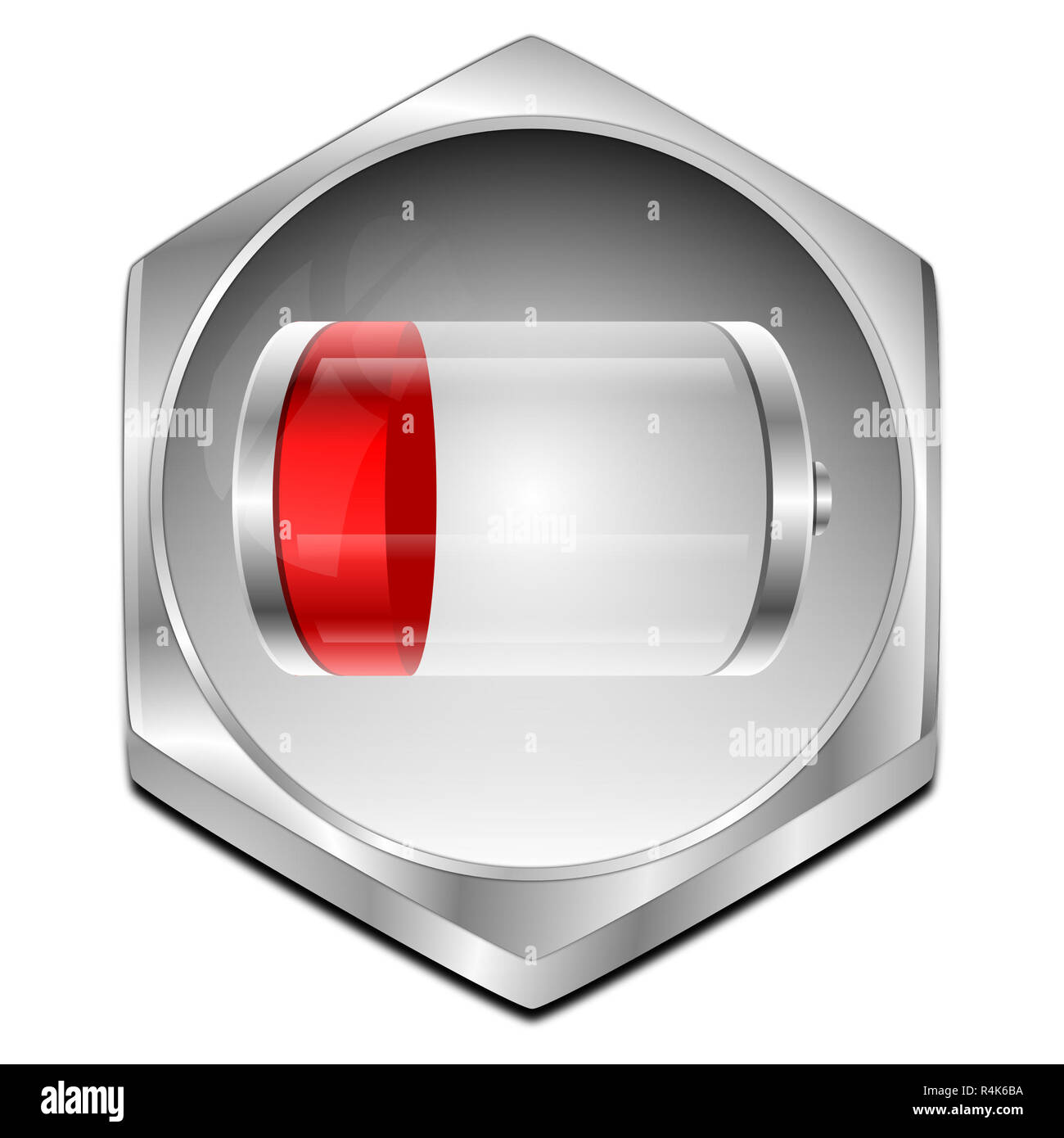 silver red Battery Button - 3D illustration Stock Photo - Alamy