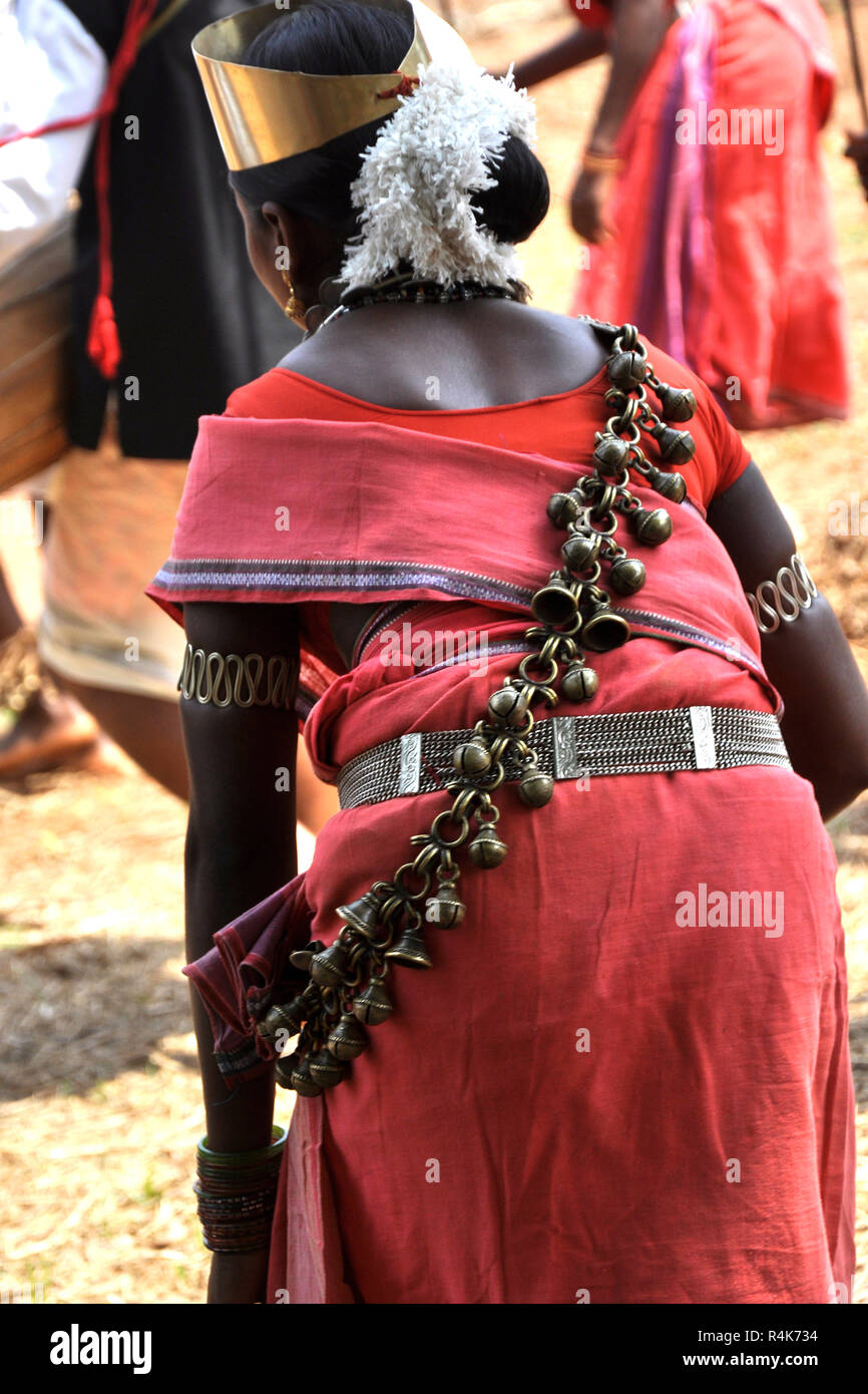 India, Orissa, Chhattisgarh, Muria area, Bison Horn tribe Stock Photo ...