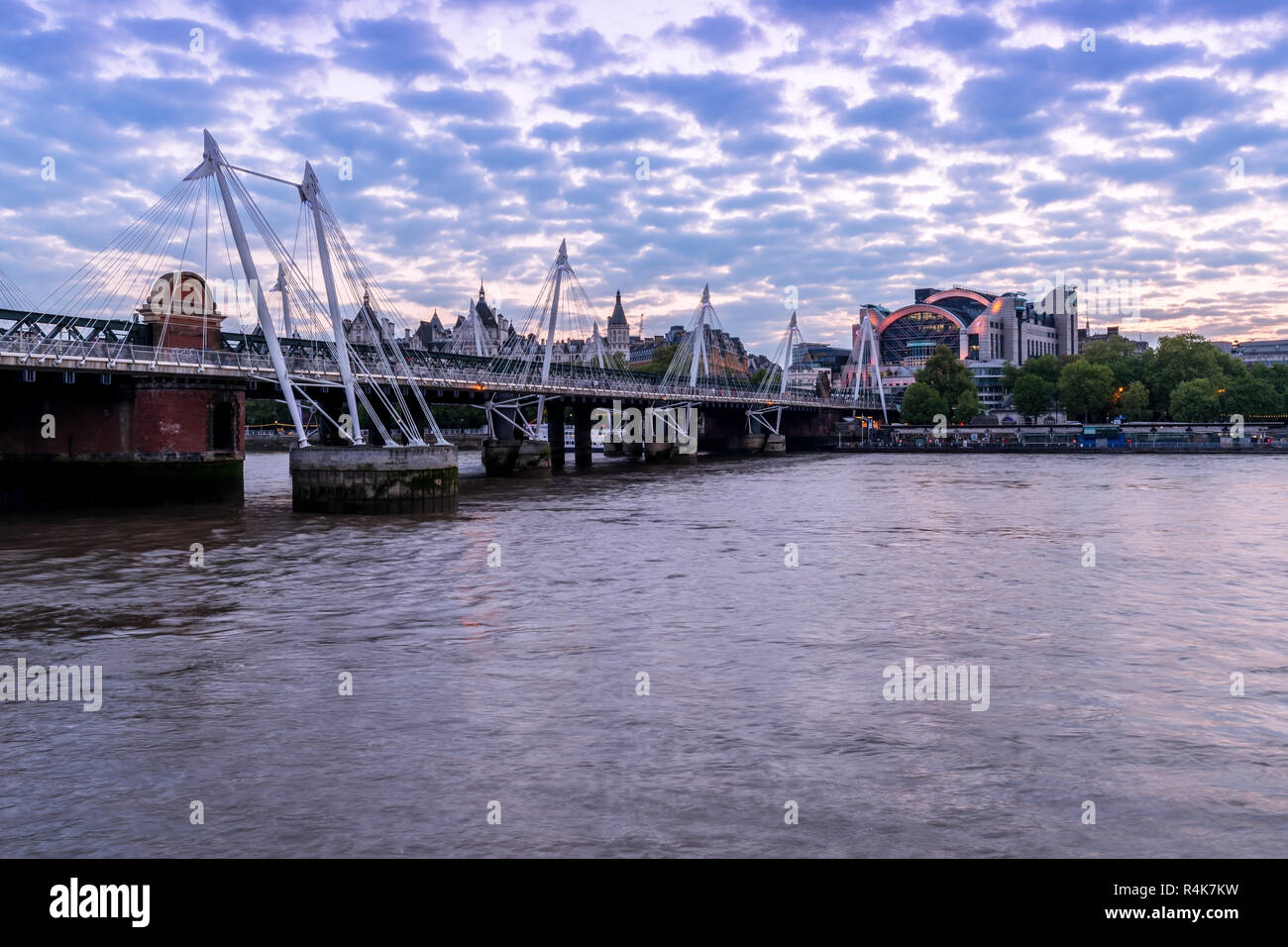 Hungerford Bridge and Golden Jubilee Bridges in London, UK Stock Photo ...