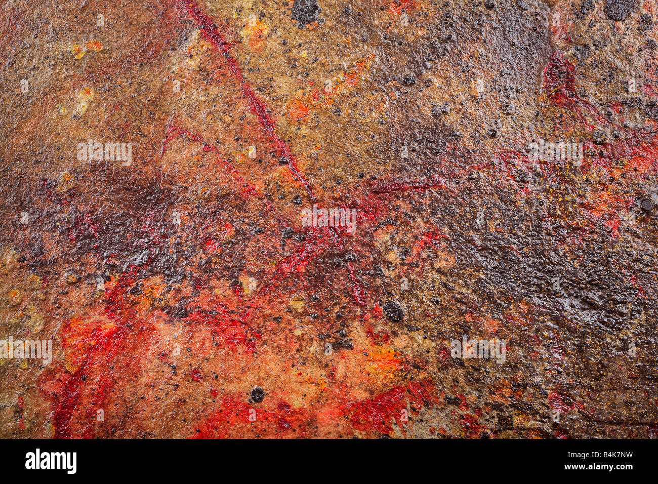 Yellow brown and red messy wall stucco texture background. Decorative ...