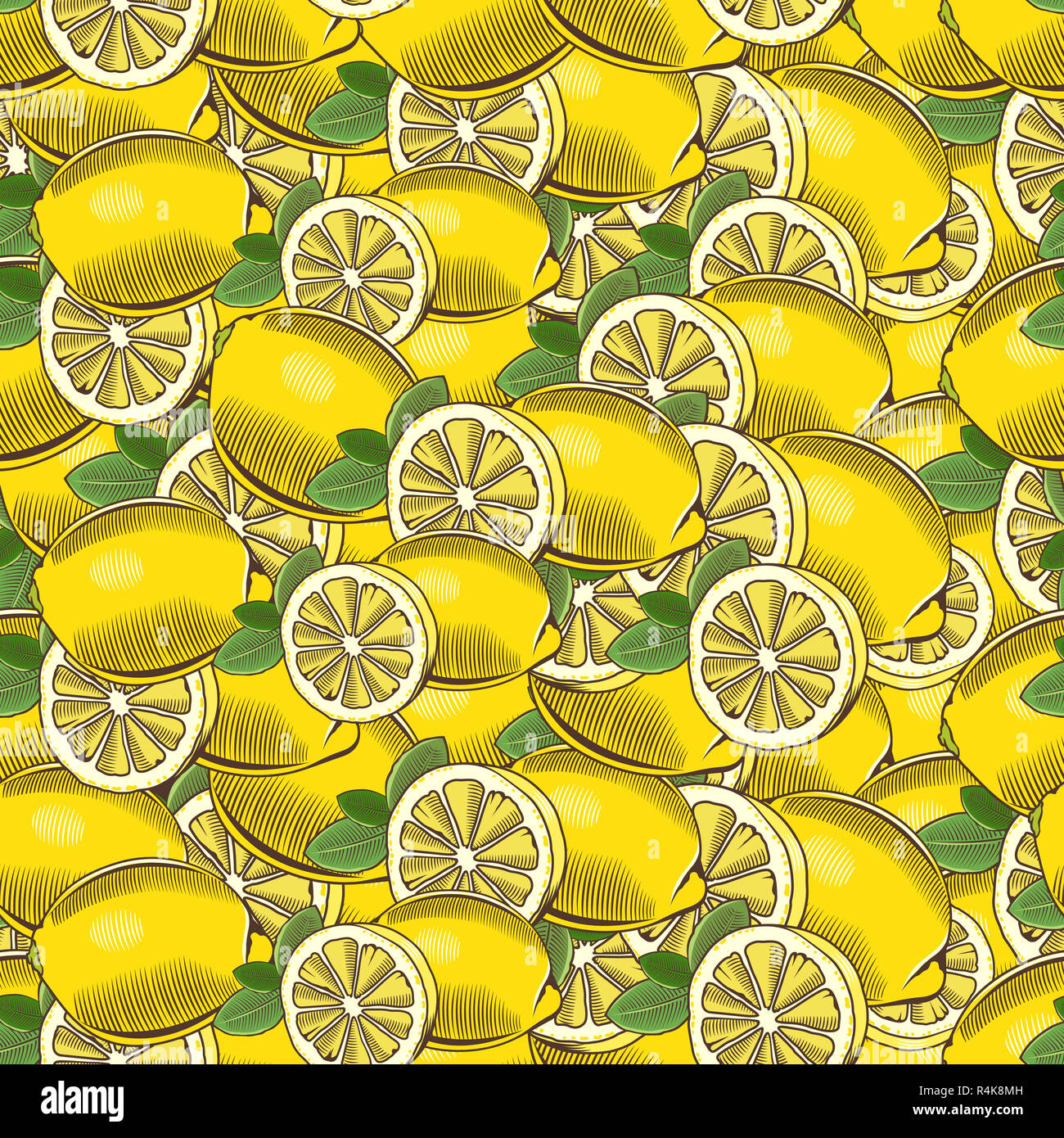 Vintage Lemon Seamless Pattern Stock Photo - Alamy