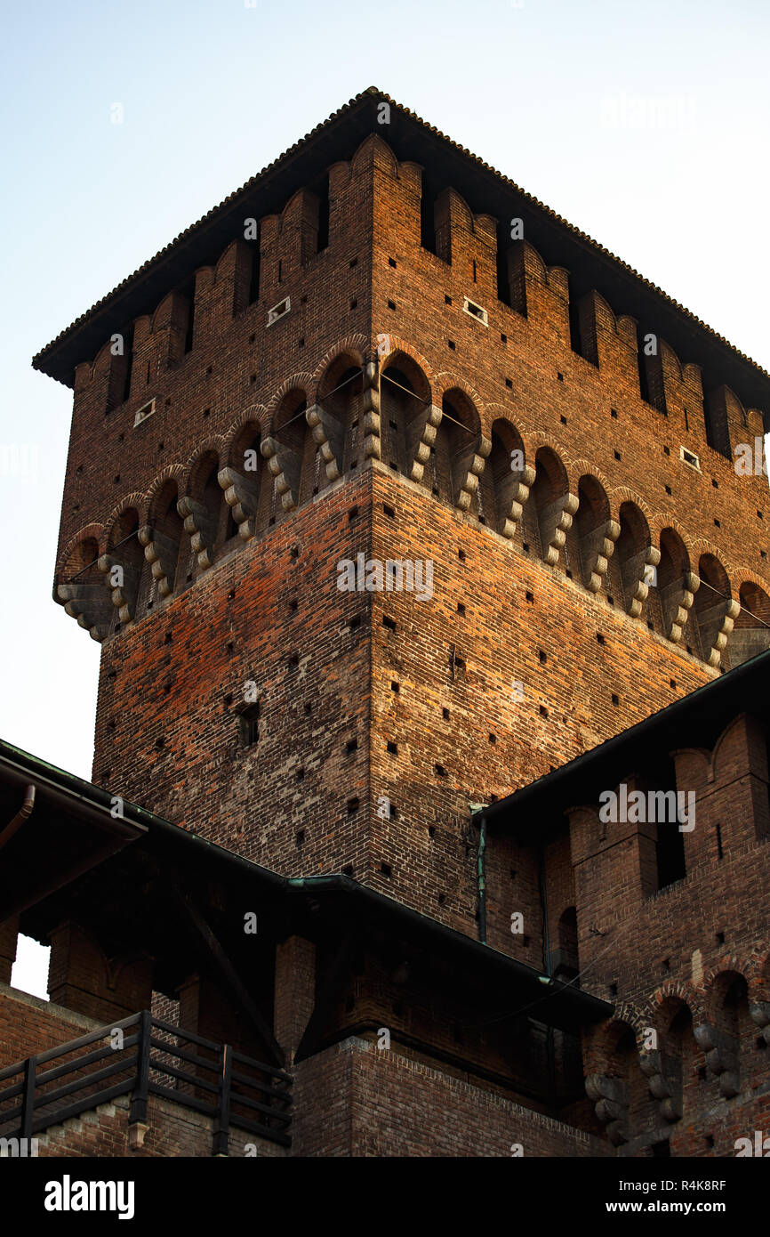 Ancient Sforza Castle in Milan city. Beautiful old Castello Sforzesco ...