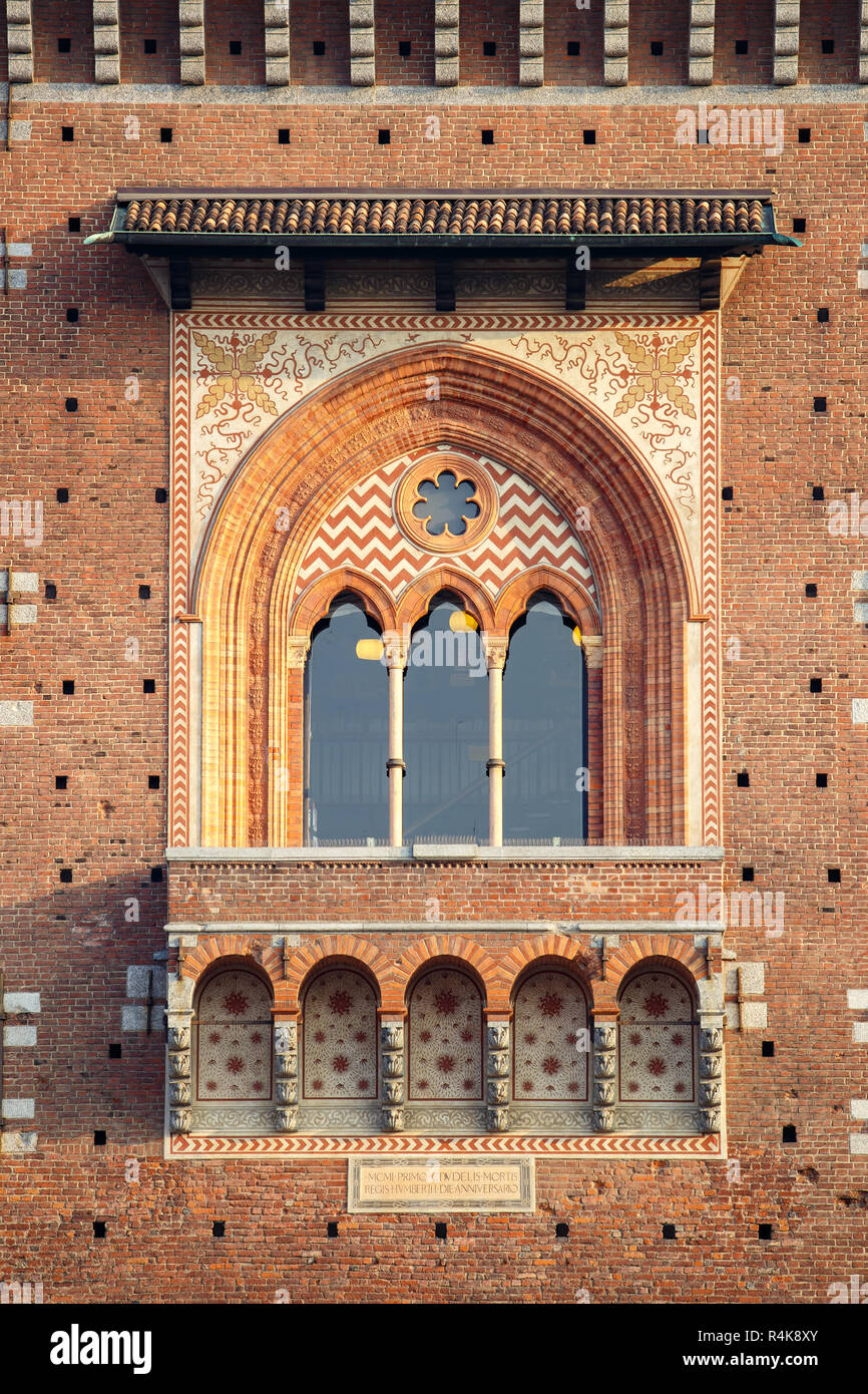 Ancient Sforza Castle in Milan city. Beautiful old Castello Sforzesco ...
