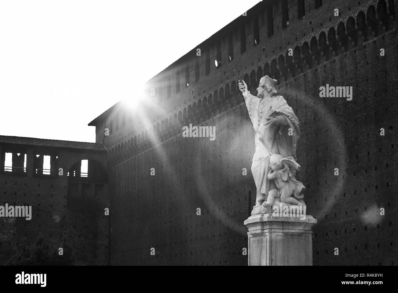 Ancient Sforza Castle in Milan city. Beautiful old Castello Sforzesco ...