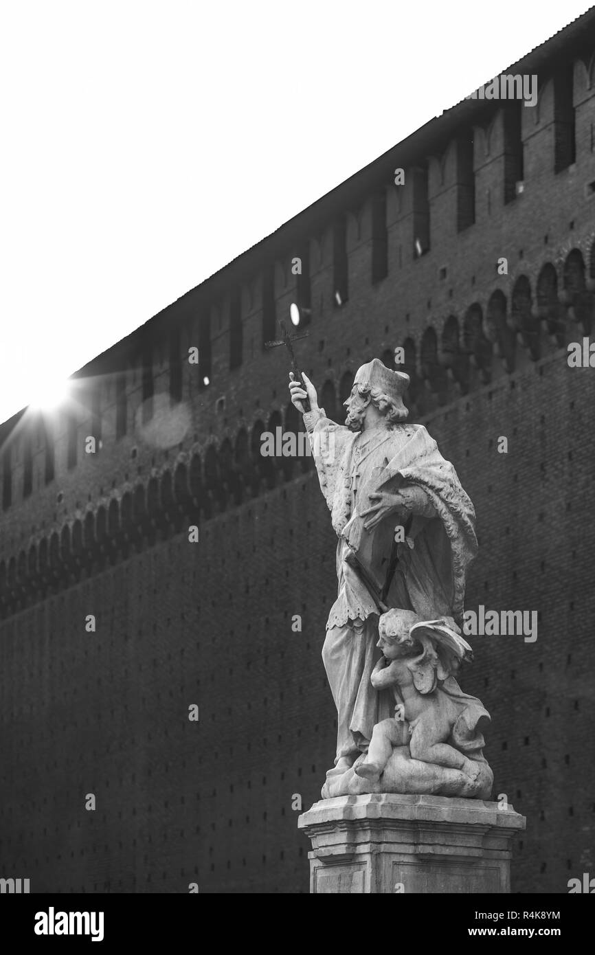 Ancient Sforza Castle in Milan city. Beautiful old Castello Sforzesco ...