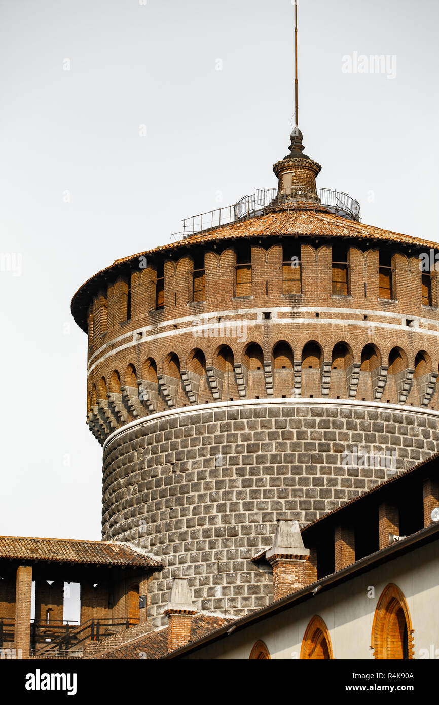 Ancient Sforza Castle in Milan city. Beautiful old Castello Sforzesco ...