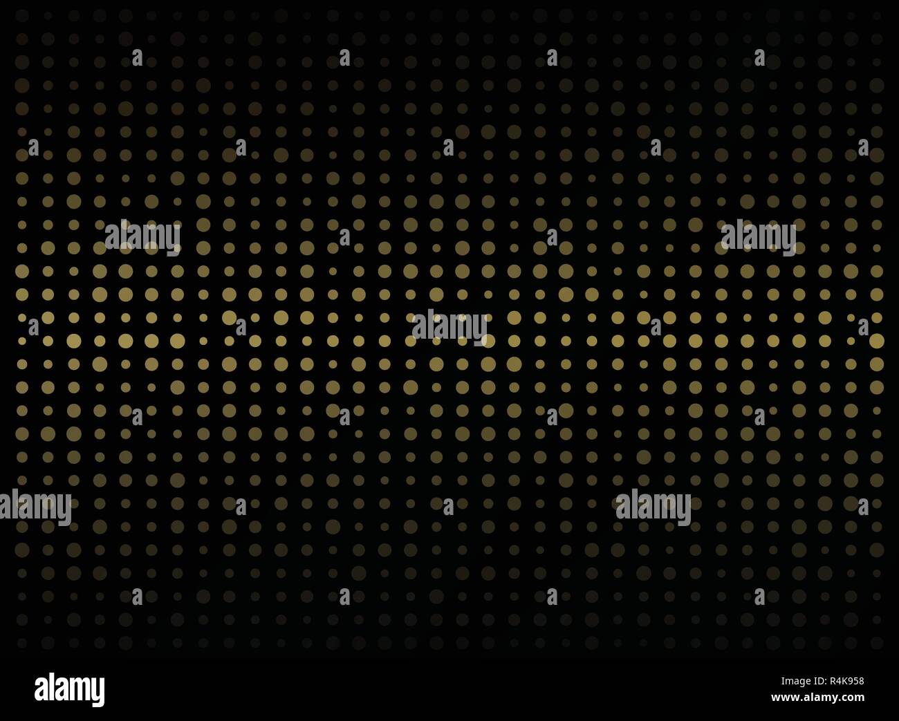 Abstract of dark background on gold circle shape random size pattern ...