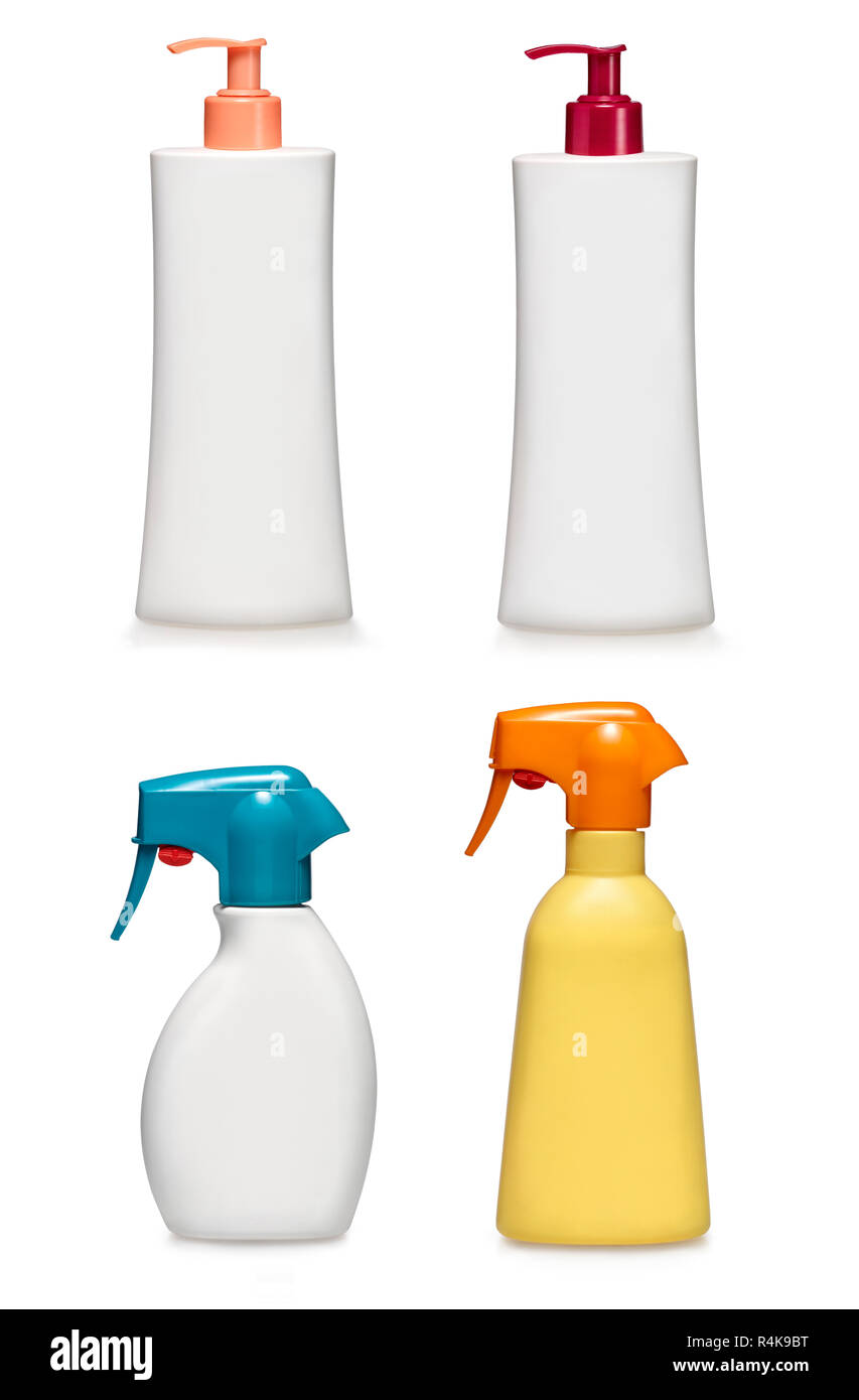 Healthcare and beauty containers products isolated on white background ...